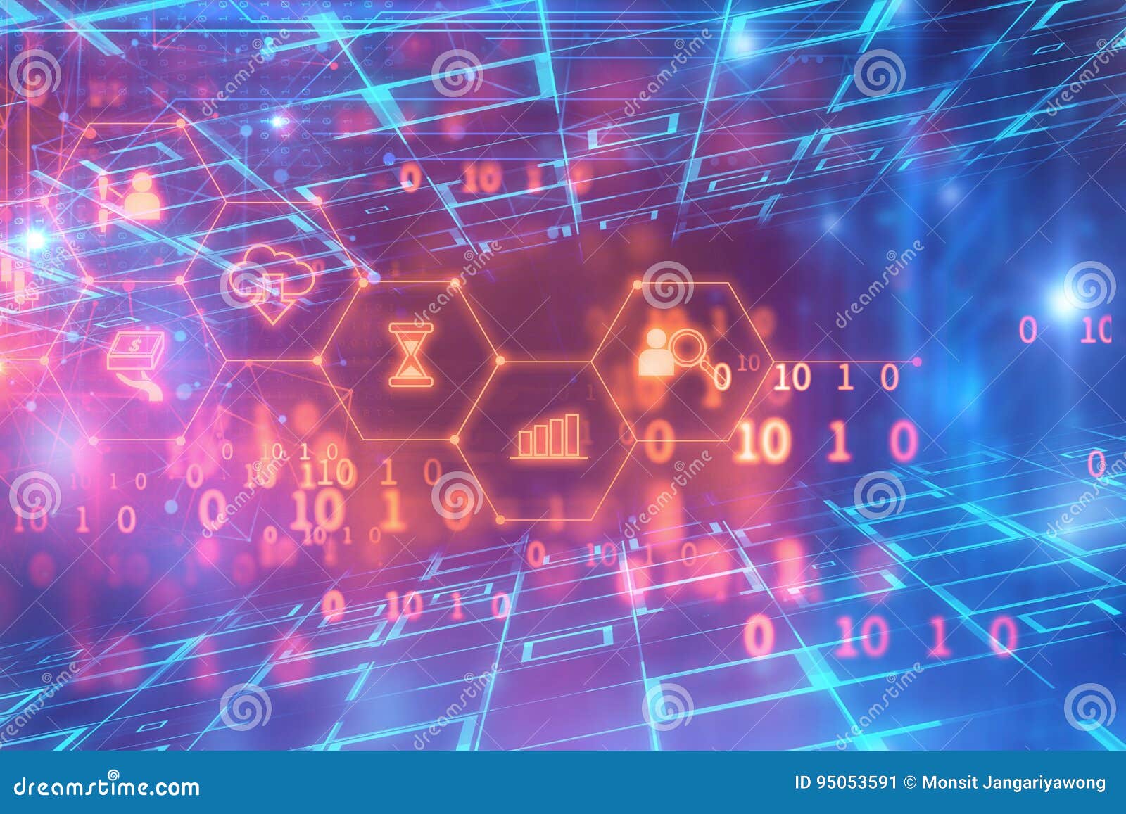 Fintech Icon on Abstract Financial Technology Background . Stock ...