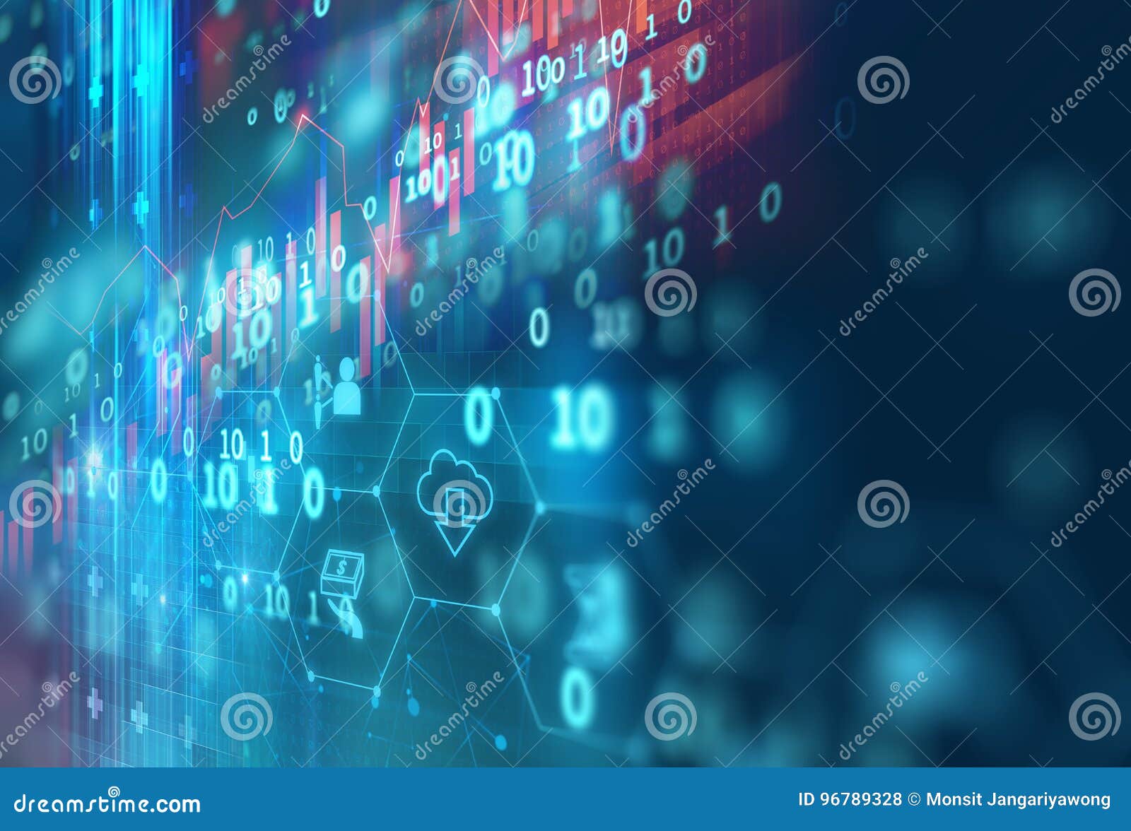 Fintech Icon on Abstract Financial Technology Background . Stock ...