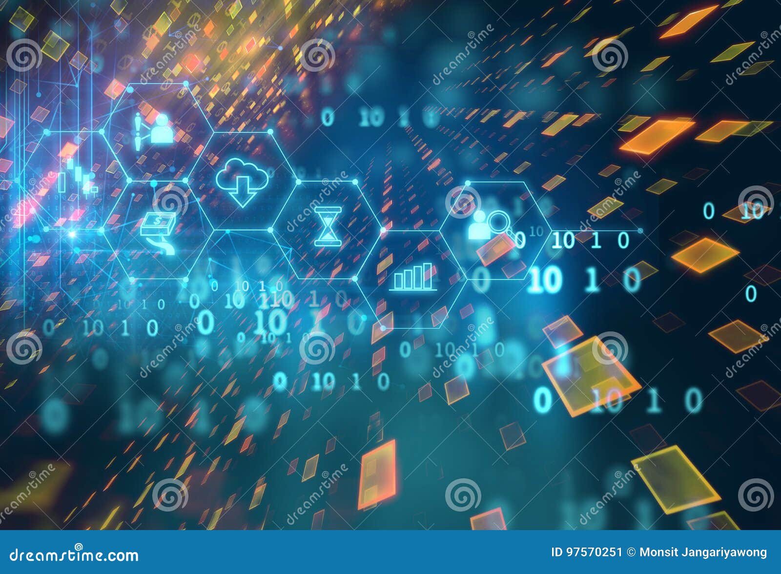 Fintech Icon on Abstract Financial Technology Background . Stock ...