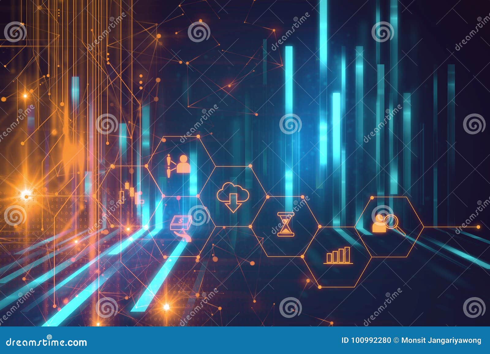 Fintech Icon on Abstract Financial Technology Background . Stock ...