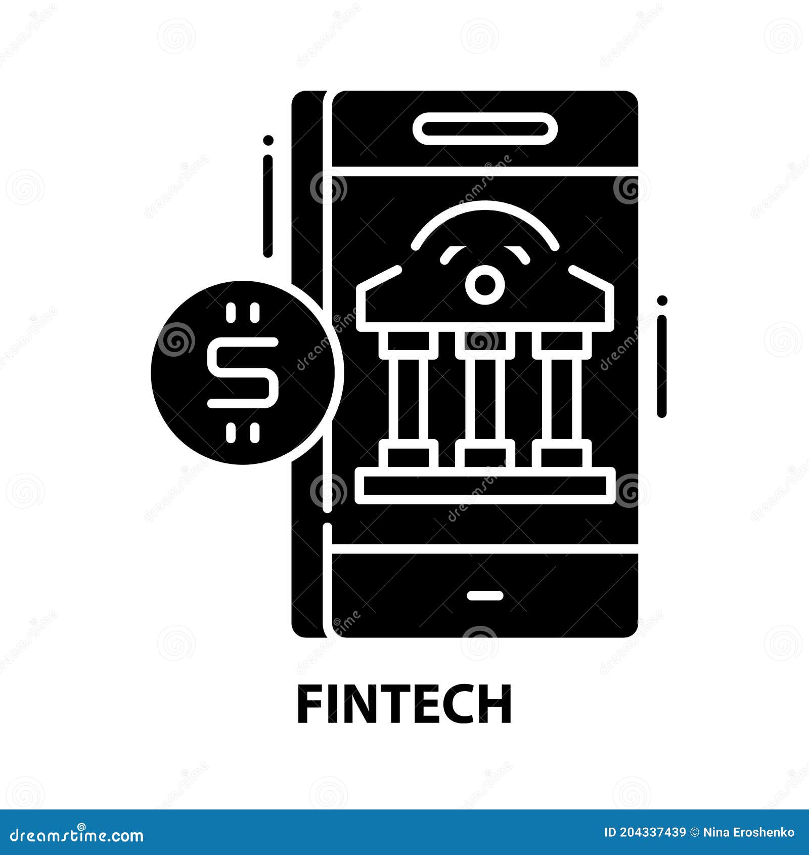 Fintech Icon, Black Vector Sign with Editable Strokes, Concept ...