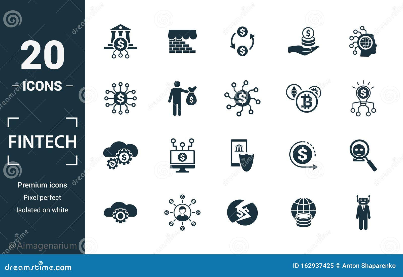 Fintech Icon Set. Include Creative Elements Online Banking, Direct ...