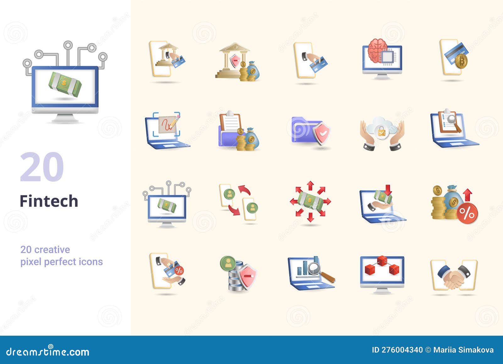 Fintech Set. Creative Icons: Mobile Banking, Banking Service, E-wallet ...