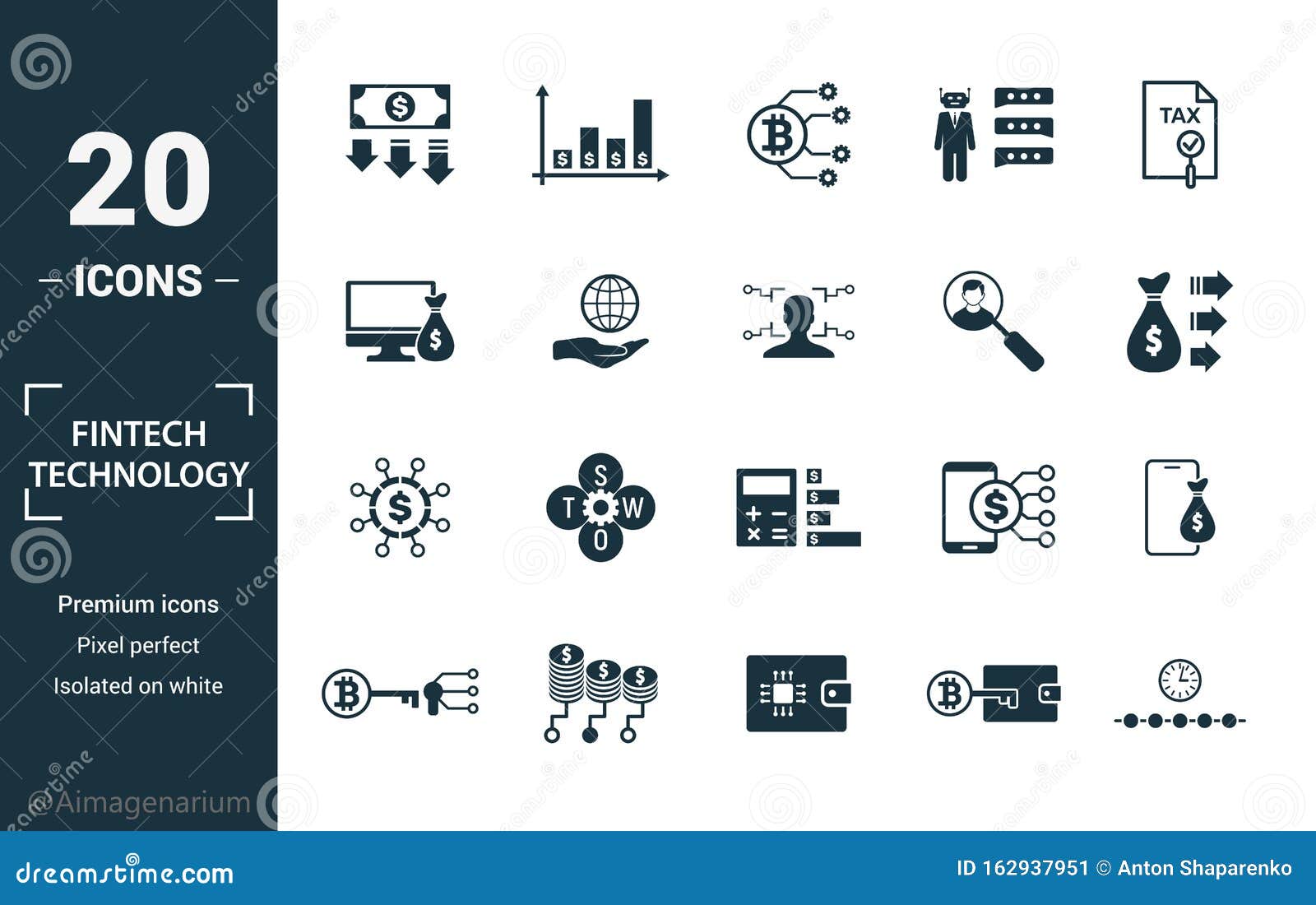 Fintech Technology Icon Set. Include Creative Elements Basic Income ...