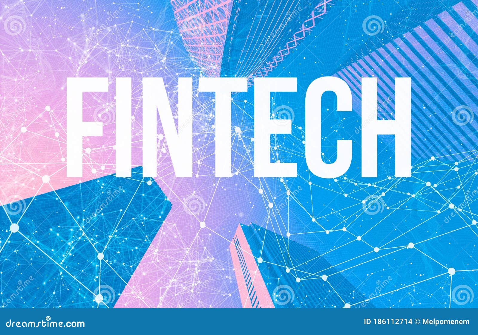Fintech Theme with Abstract Patterns and Skyscrapers Stock Photo ...
