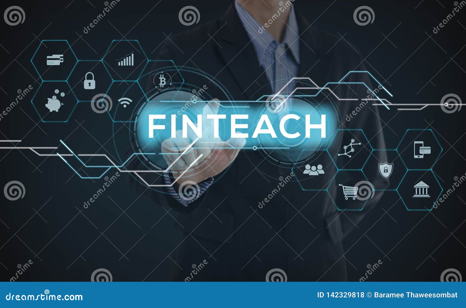 Fintech Web Computer Future of Financial Technology Concept Stock Photo ...