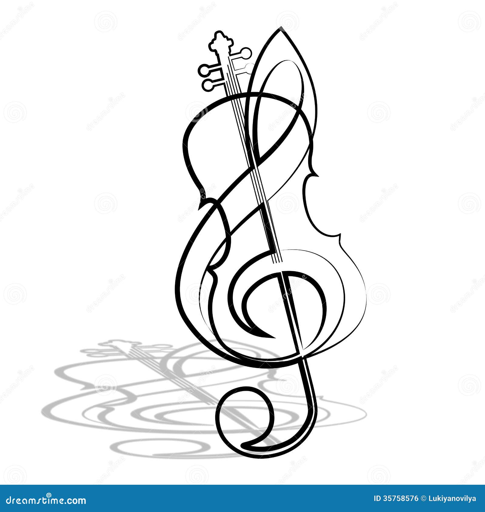 Fiol och G-klav vektor illustrationer. Illustration av klottra - 35758576