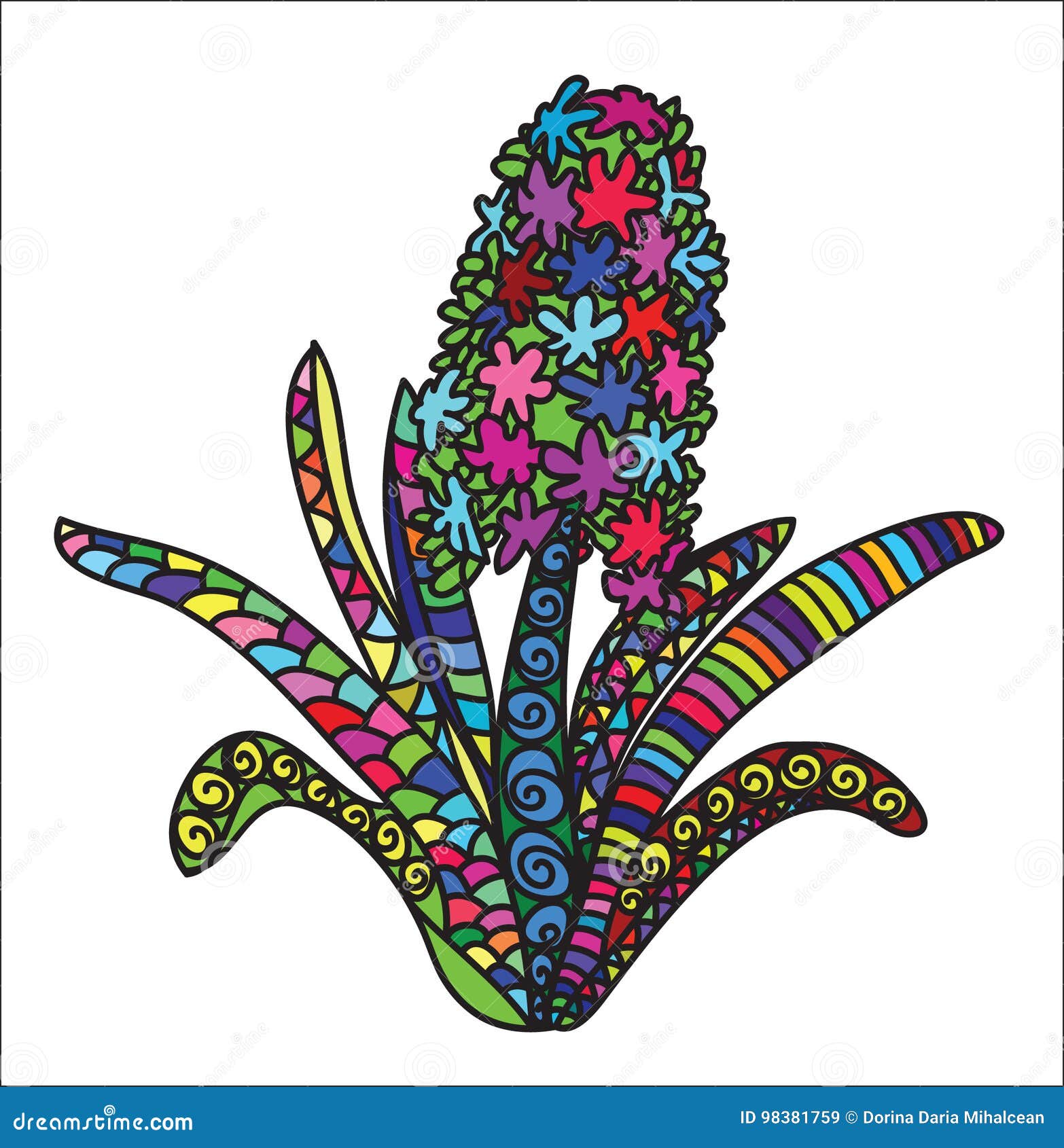 Fiore Di Colore Di Zentangle Illustrazione Vettoriale - Illustrazione ...