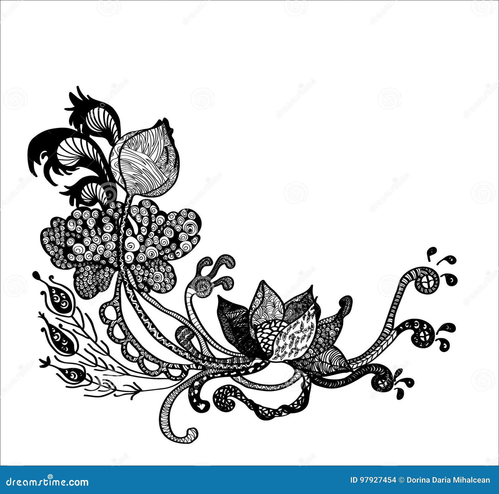 Fiore di Zentangle illustrazione vettoriale. Illustrazione di bello ...