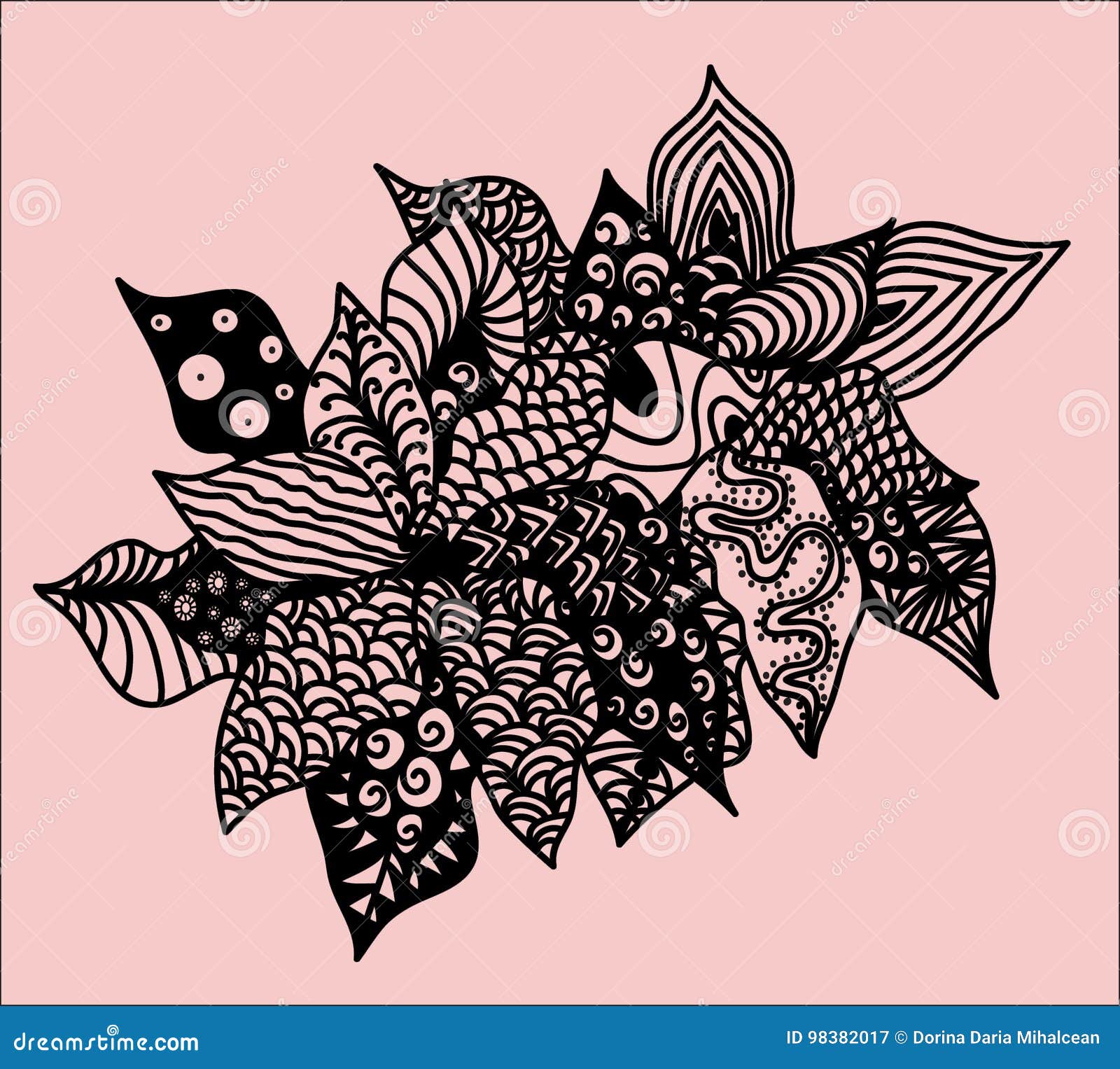 Fiore di Zentangle illustrazione vettoriale. Illustrazione di ...