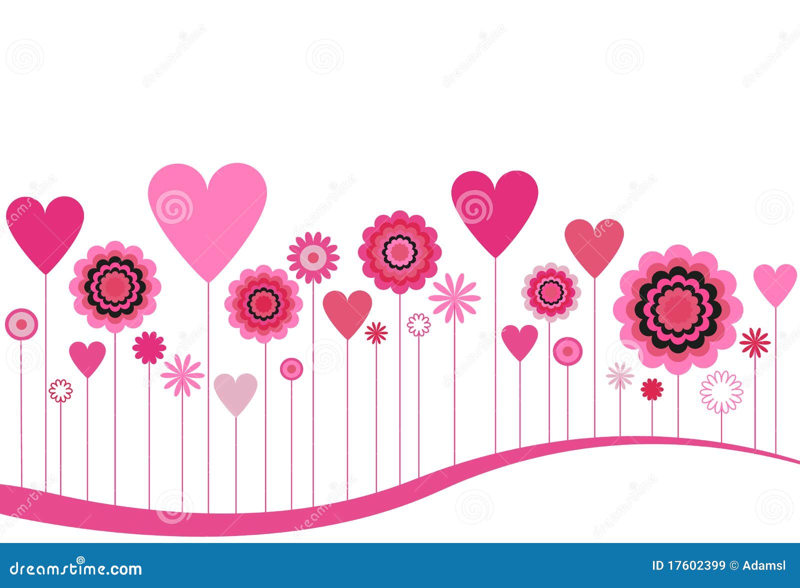 Fiori e cuori di fioritura illustrazione vettoriale. Illustrazione di ...