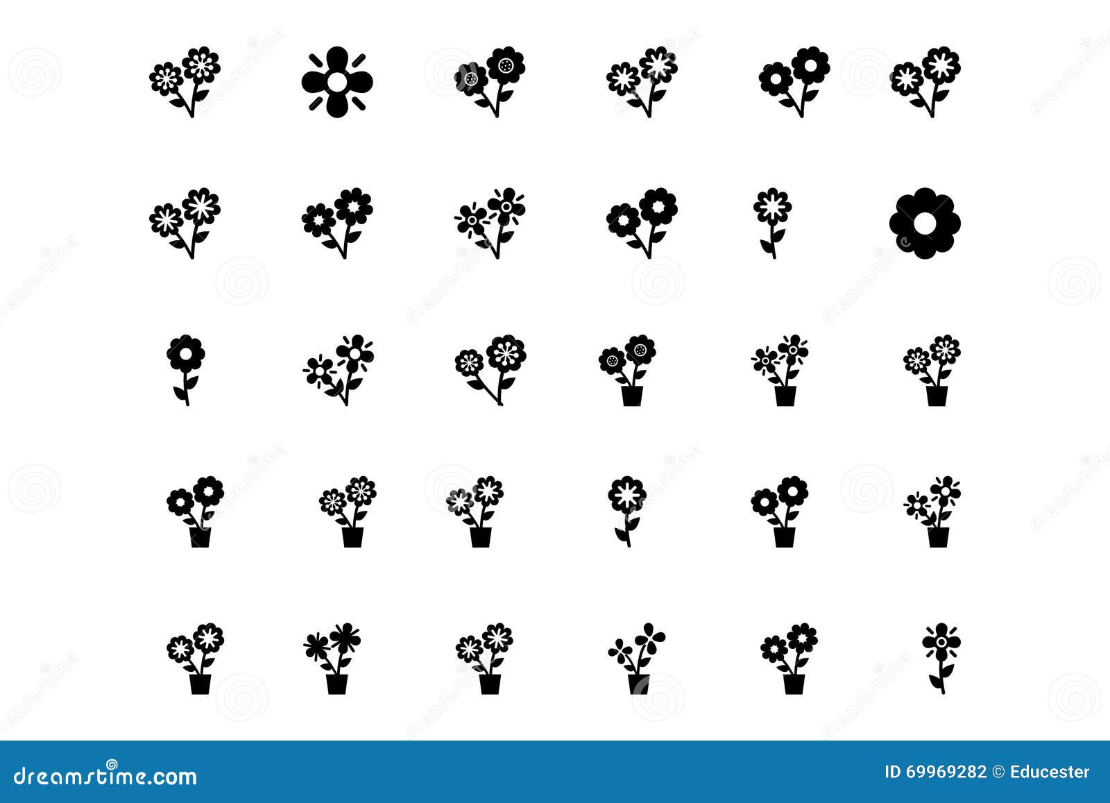 Fiori O Icone Floreali 4 Di Vettore Illustrazione di Stock ...