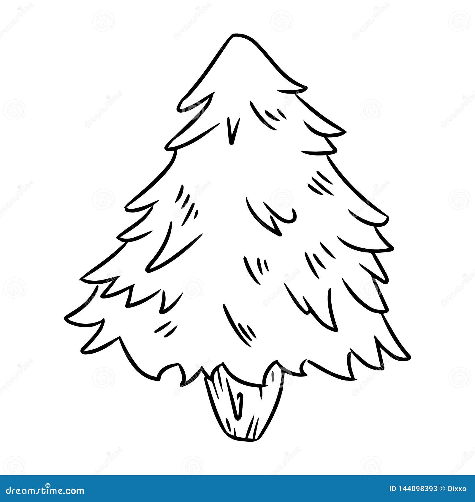 Fir Tree Black and White Isolated Doodle Stock Vector - Illustration of ...