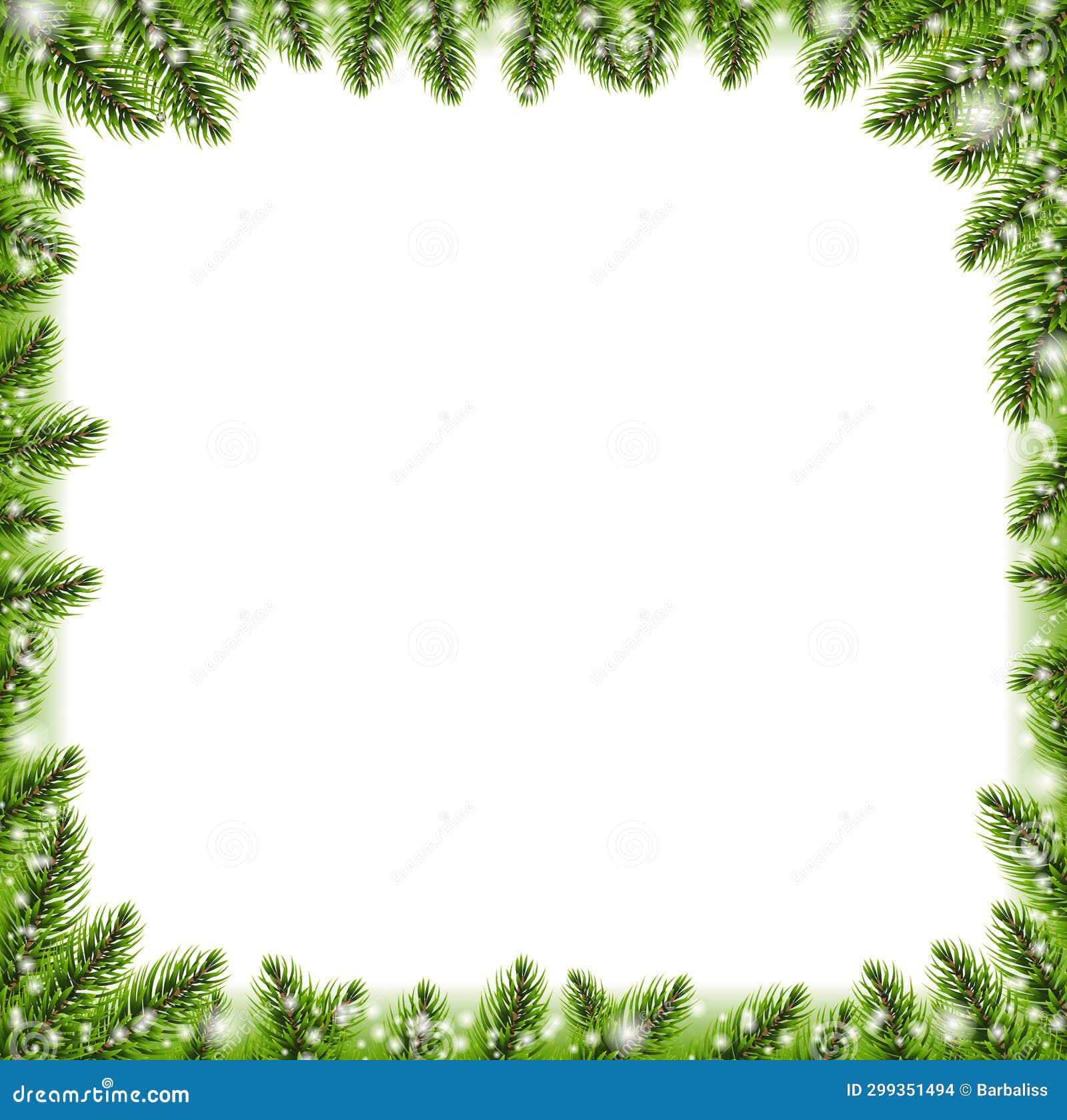 Fir Tree Branch Border Isolated Stock Illustration - Illustration of ...