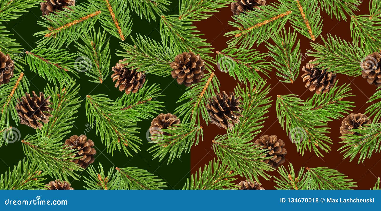 Fir Tree Branches Seamless Pattern, Pine Branch, Christmas Conifer ...