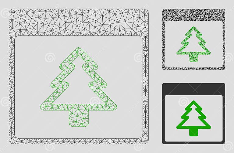 Fir Tree Calendar Page Vector Mesh Wire Frame Model and Triangle Mosaic ...