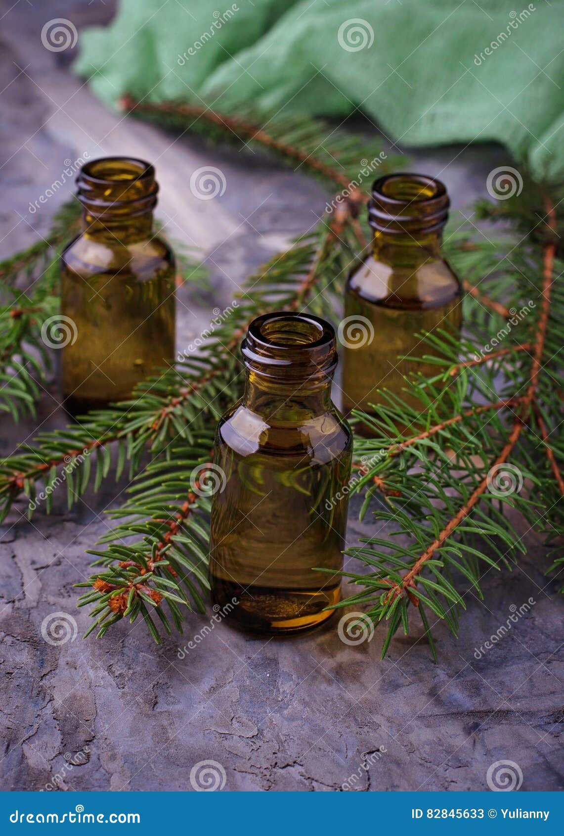 Fir Tree Essential Oil in Small Bottles Stock Image - Image of herbal ...