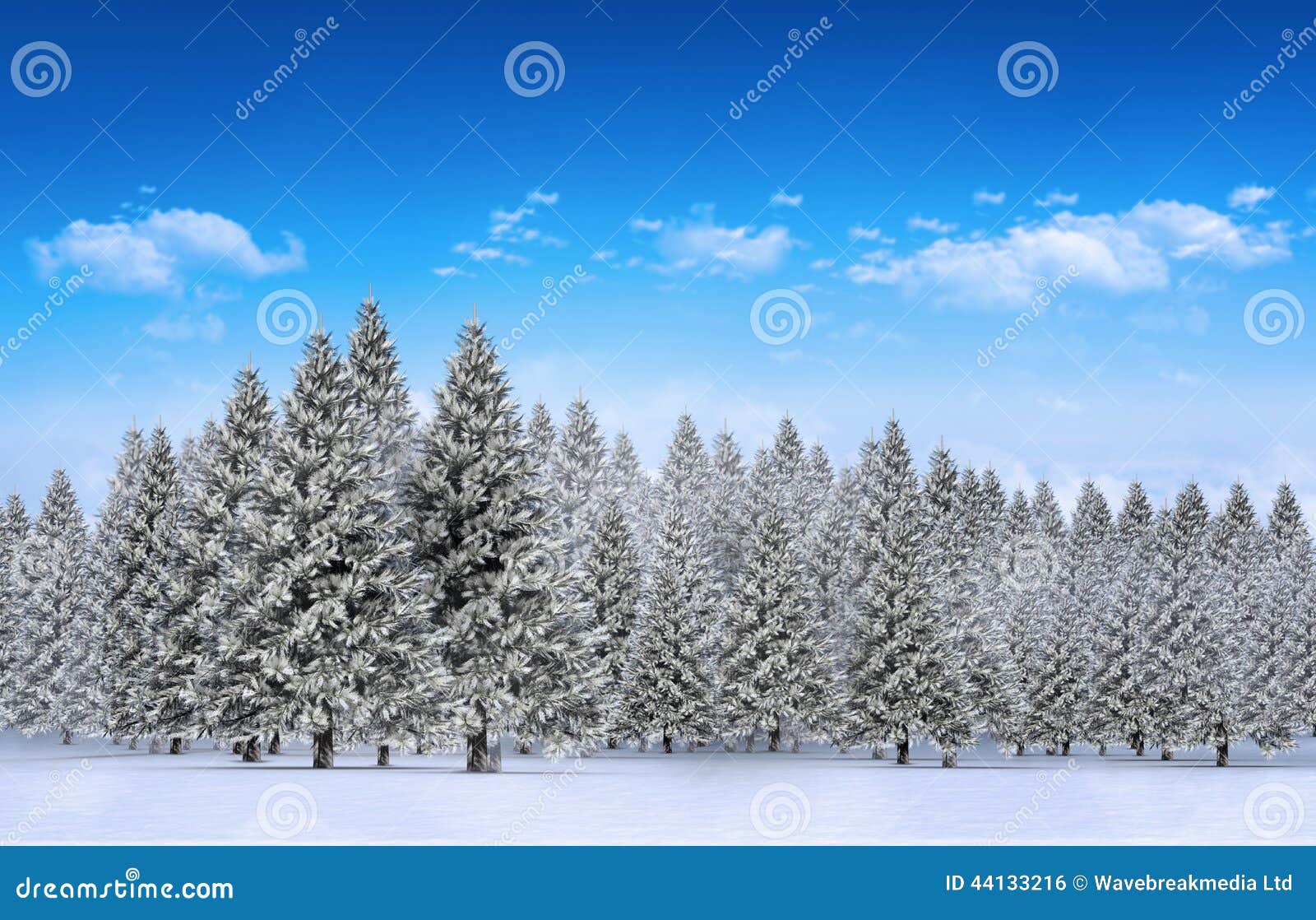 Fir Tree Forest in Snowy Landscape Stock Illustration - Illustration of ...