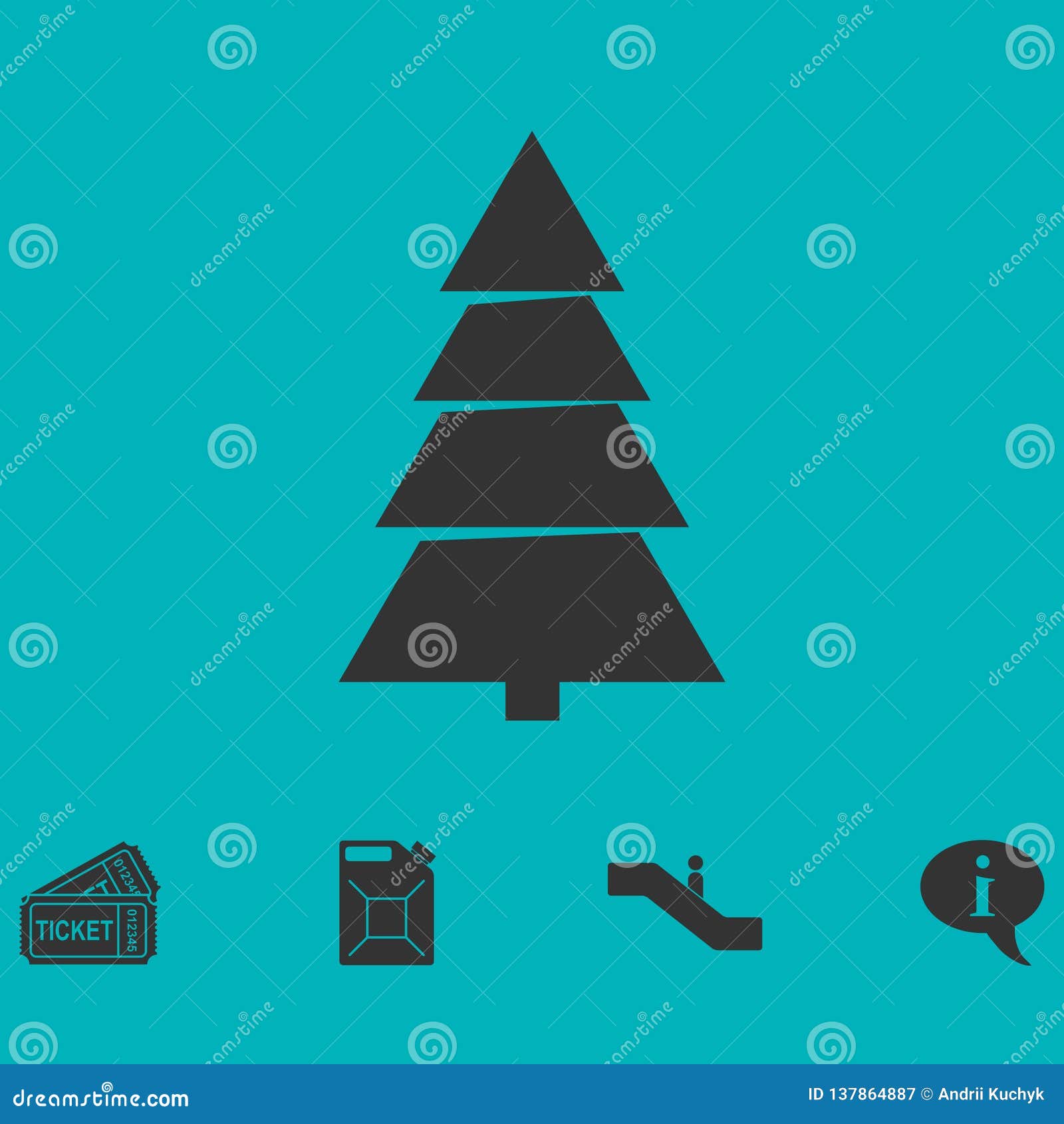 Fir tree icon flat stock vector. Illustration of holiday - 137864887