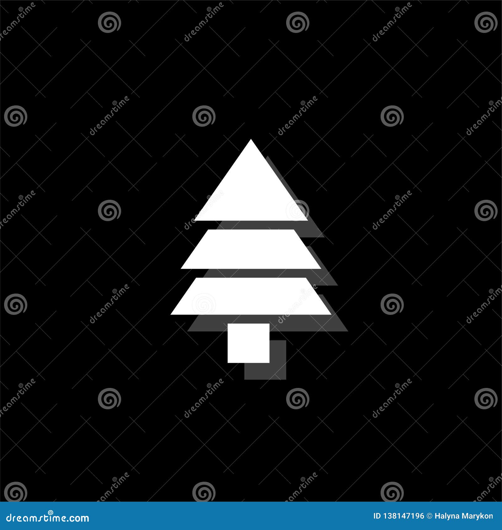 Fir tree icon flat stock illustration. Illustration of element - 138147196