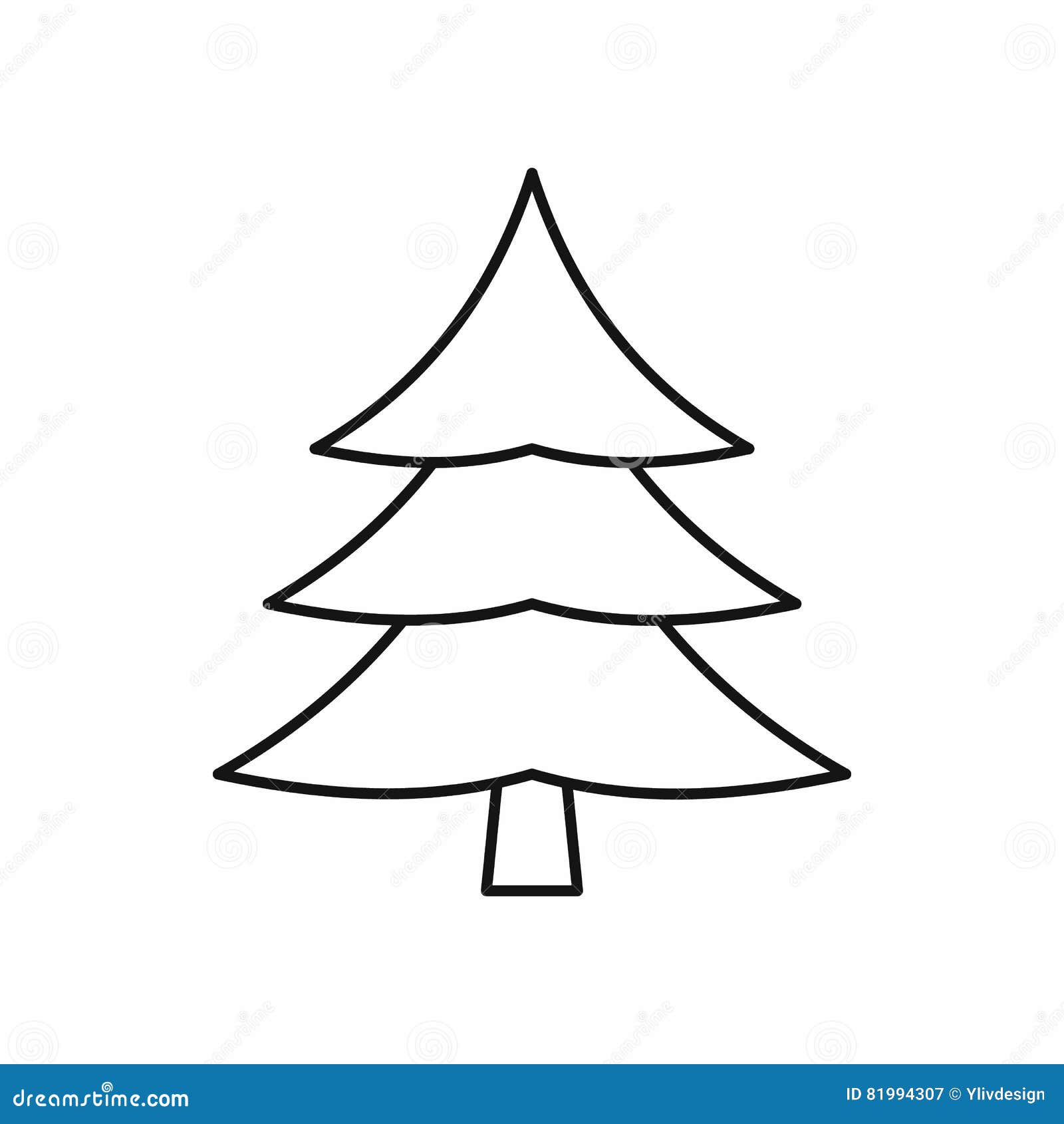 Fir Tree Icon, Outline Style Stock Vector - Illustration of flora ...