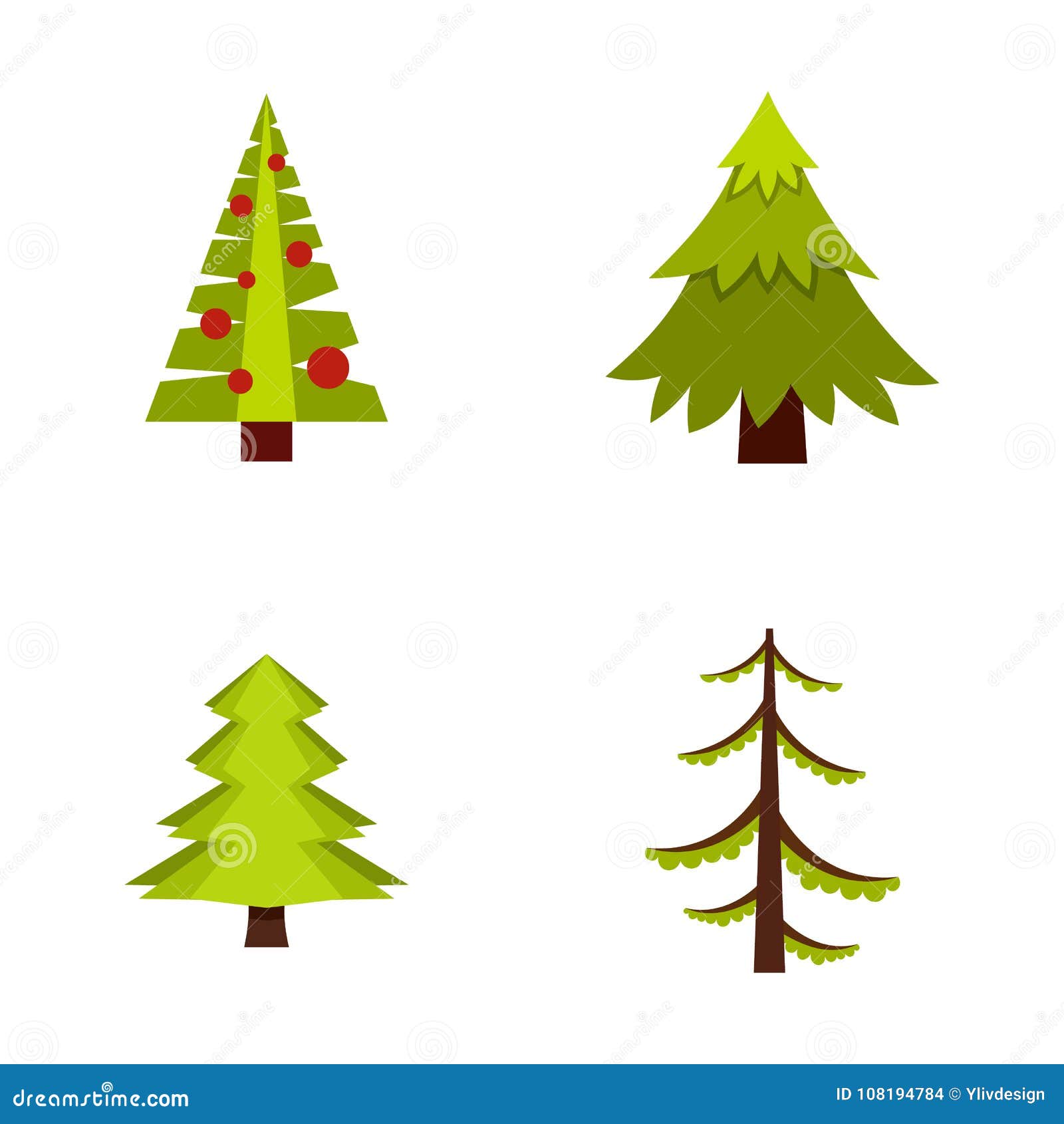 Fir Tree Icon Set, Flat Style Stock Vector - Illustration of forest ... Fir Tree Icon Set, Flat Style Stock Vector - Illustration of forest ...