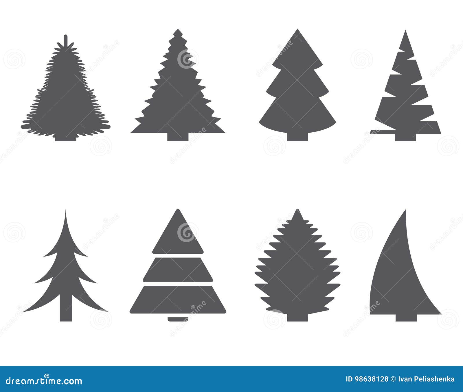 Fir-tree icon set stock illustration. Illustration of garden - 98638128