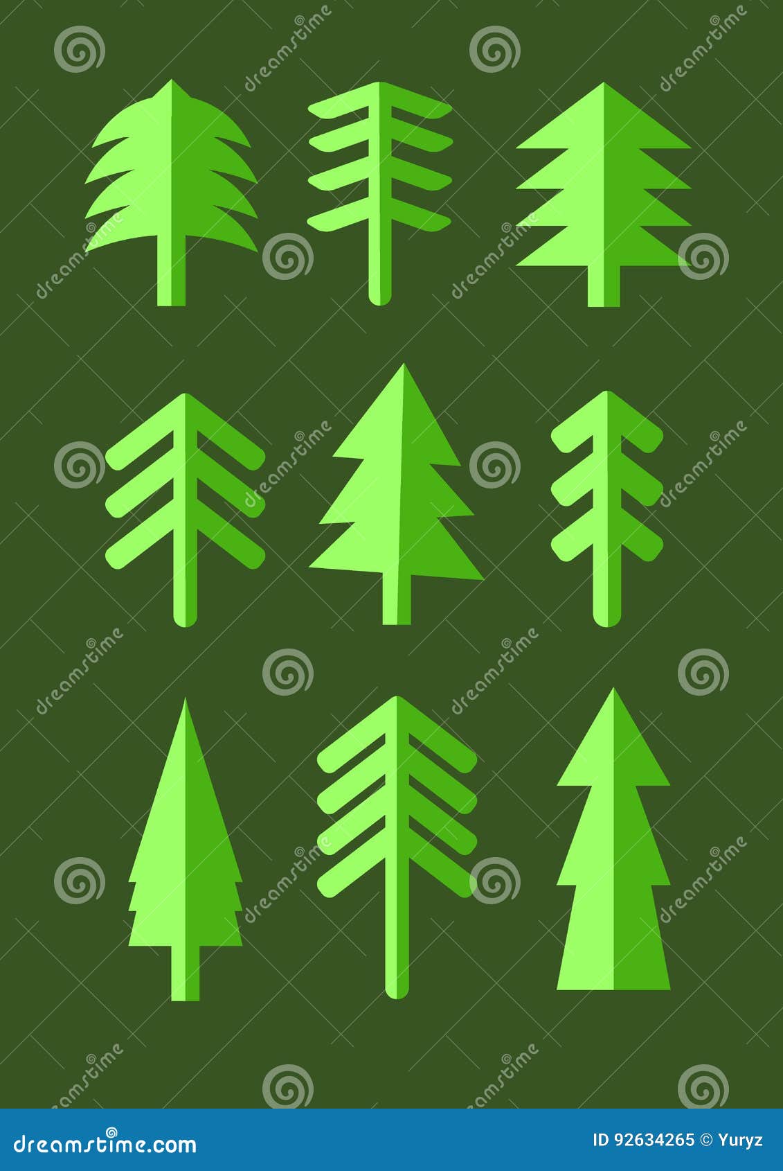 Fir tree icons stock vector. Illustration of simple, tree - 92634265