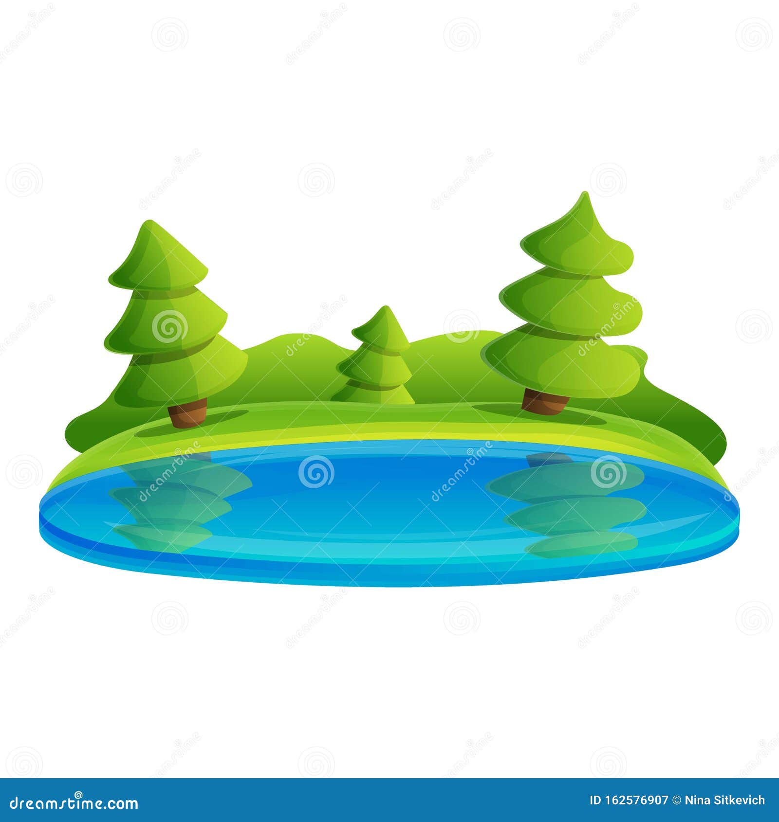 Fir Tree Lake Icon, Cartoon Style Stock Vector - Illustration of nature ...