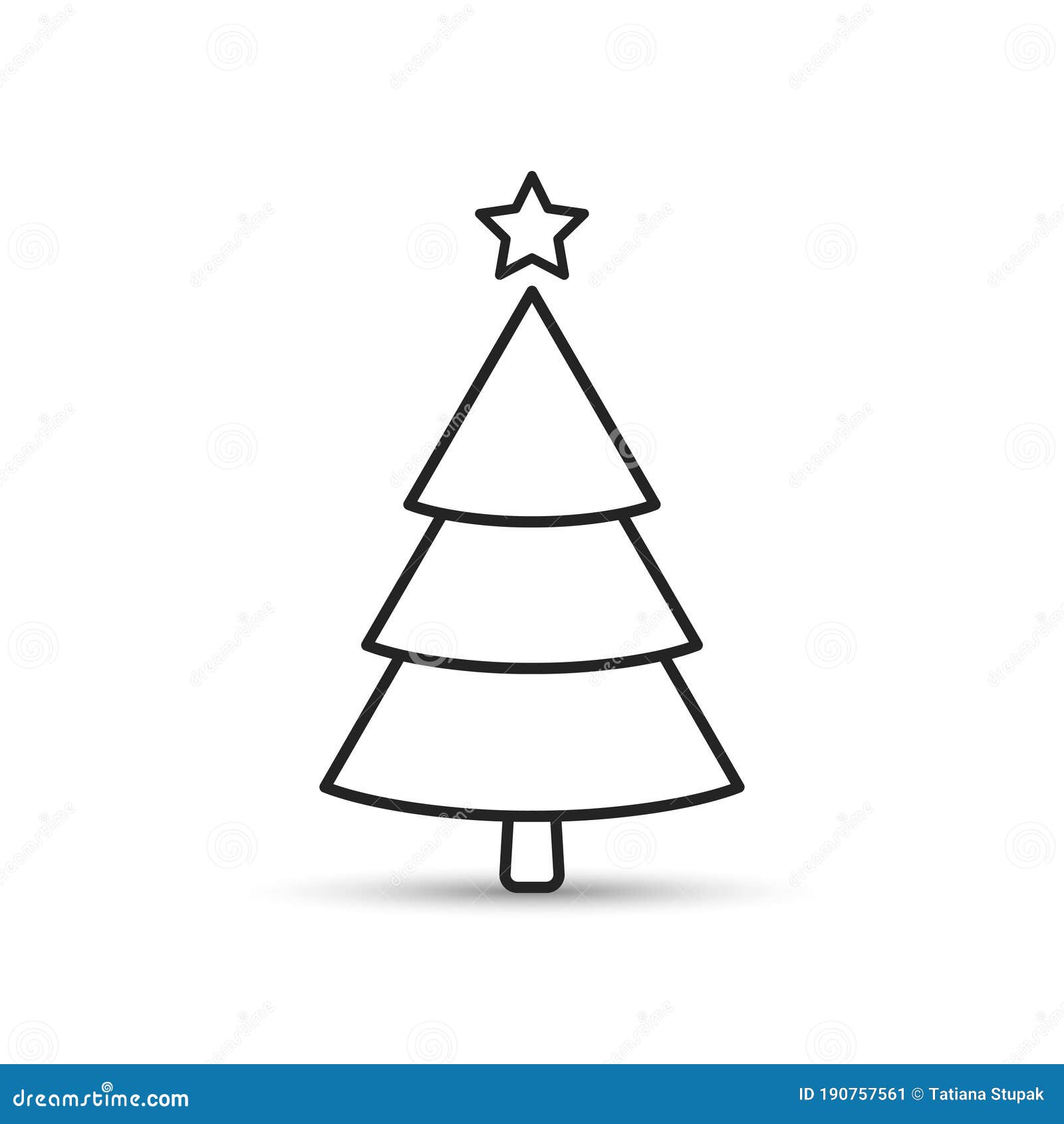 Fir Tree Outline Icon, Flat Design Style. Spruce Line Vector ...