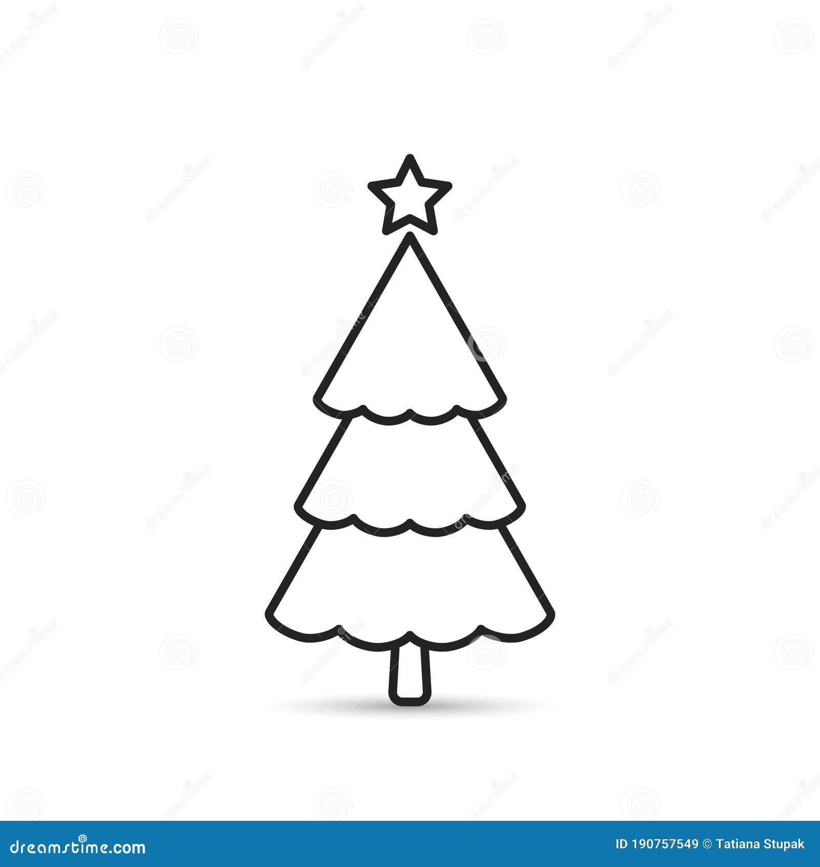 Fir Tree Outline Icon, Flat Design Style. Spruce Vector Illustration ...