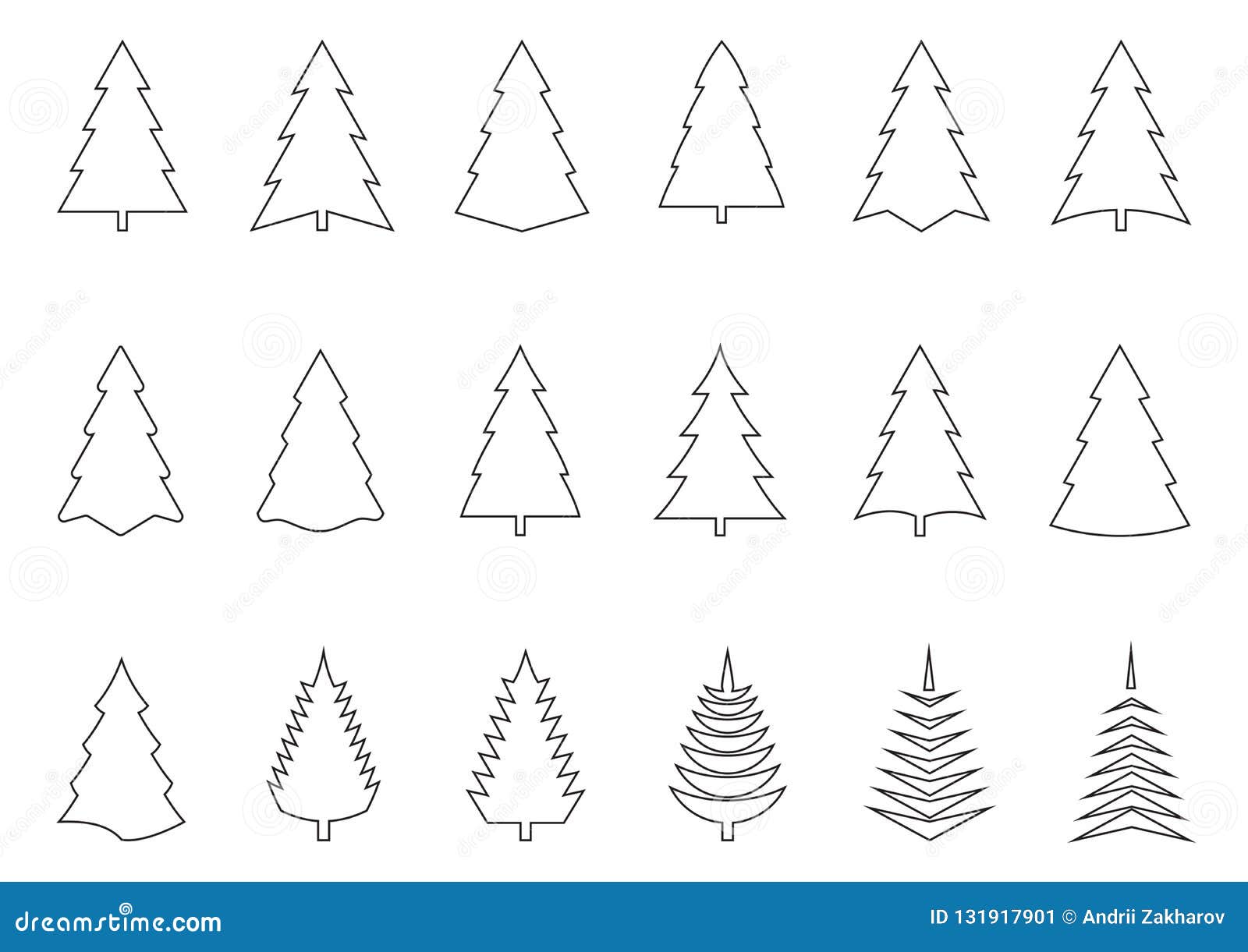 Fir tree outline icon. stock vector. Illustration of celebration ...