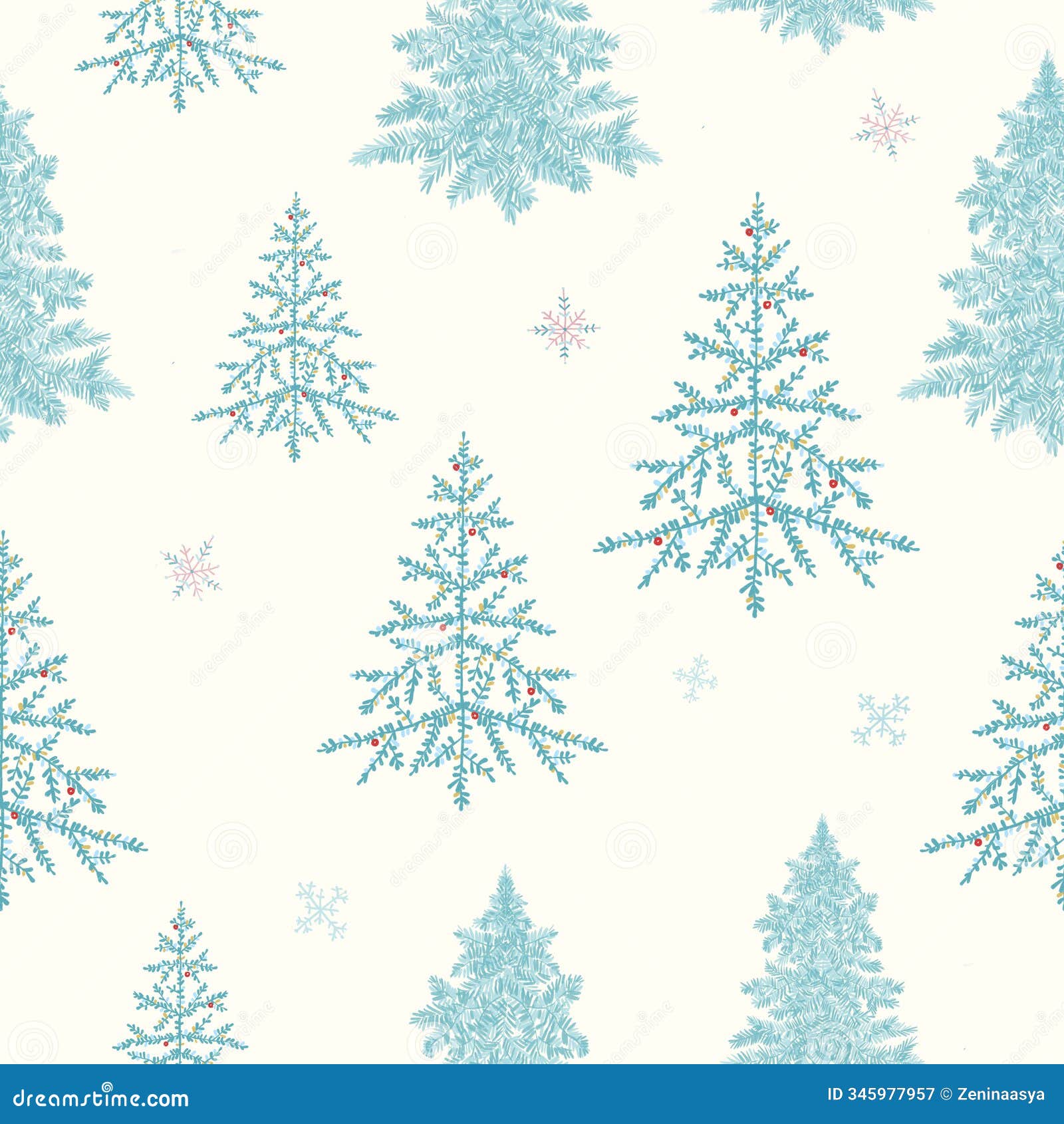 Fir Tree Seamless Pattern. Beautiful Christmas Background with Hand Drawn Abstract Fir Trees ...