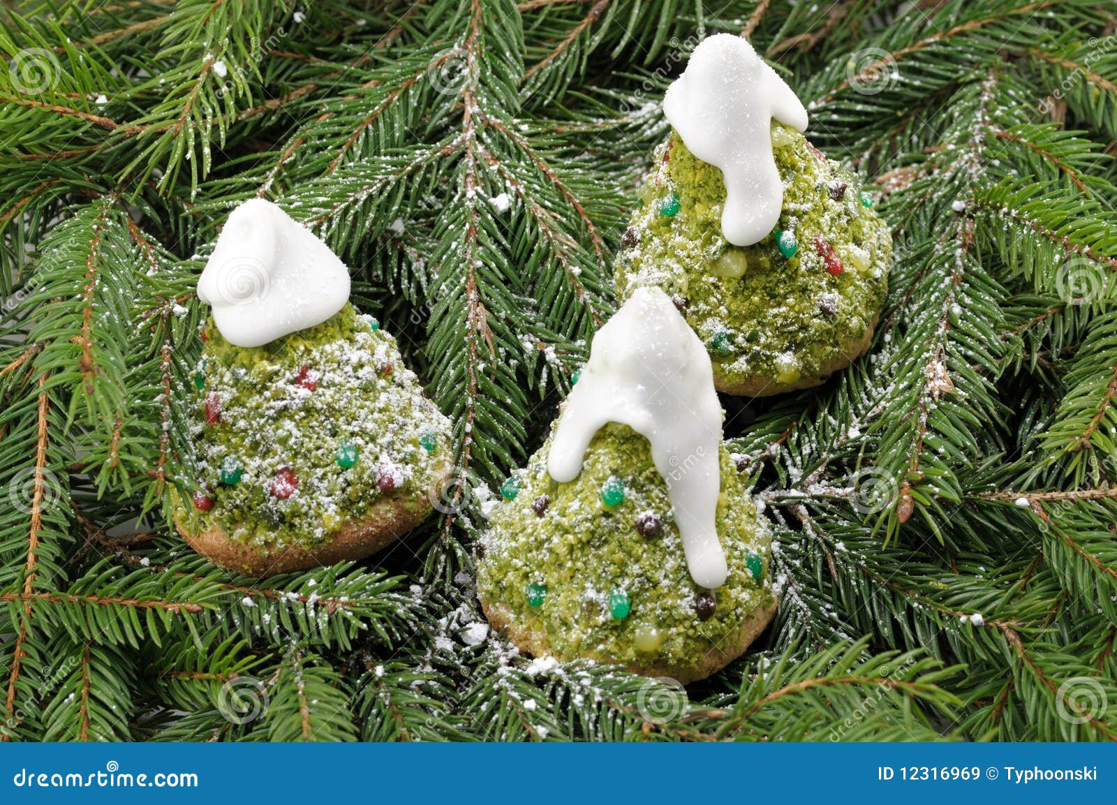 Fir Tree Shaped Cakes stock image. Image of xmas, sugar - 12316969