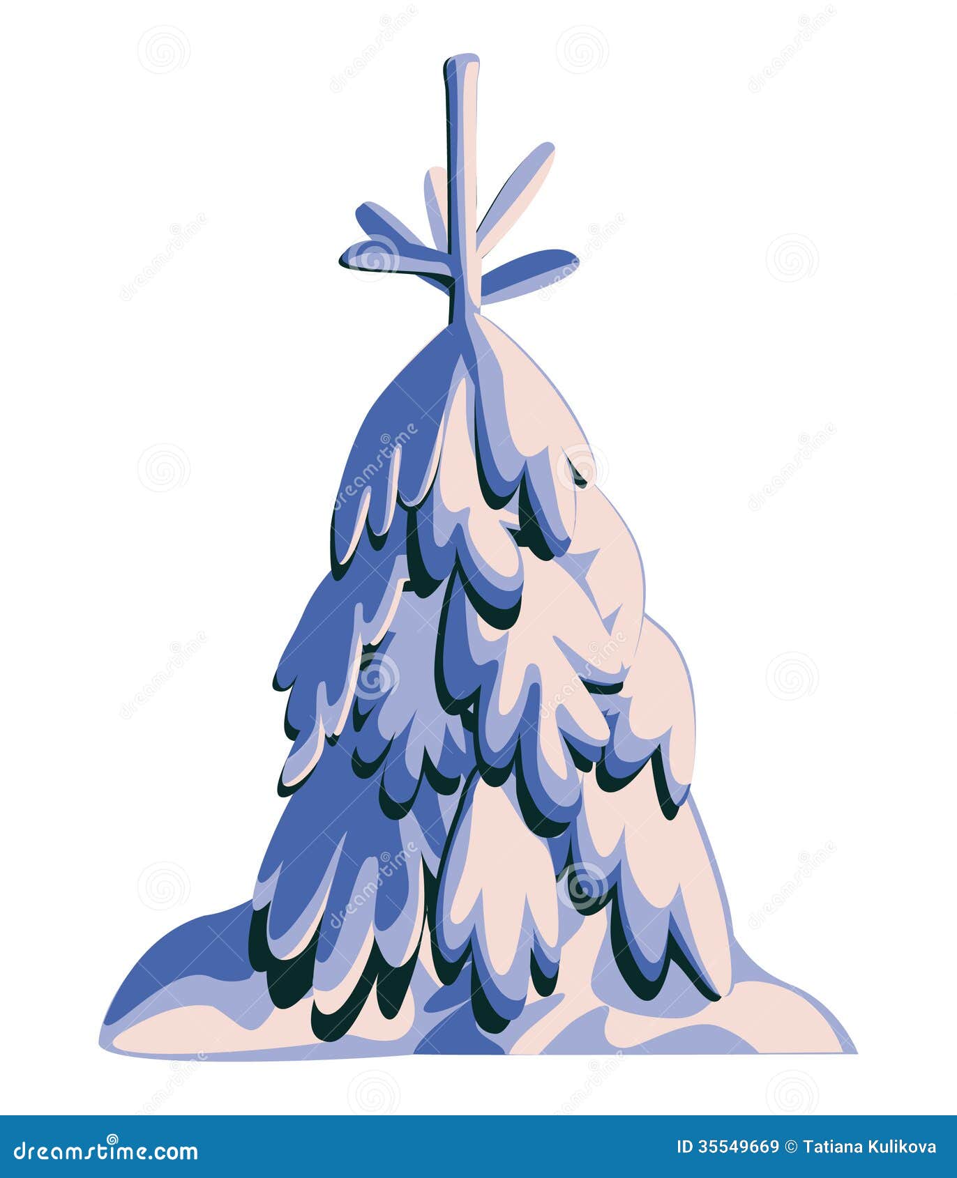 Fir-tree in snow stock vector. Illustration of winter - 35549669