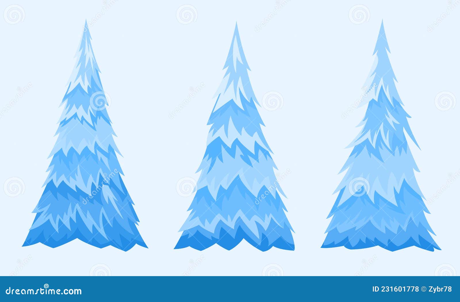 Fir trees set stock vector. Illustration of snowly, cartoon - 231601778