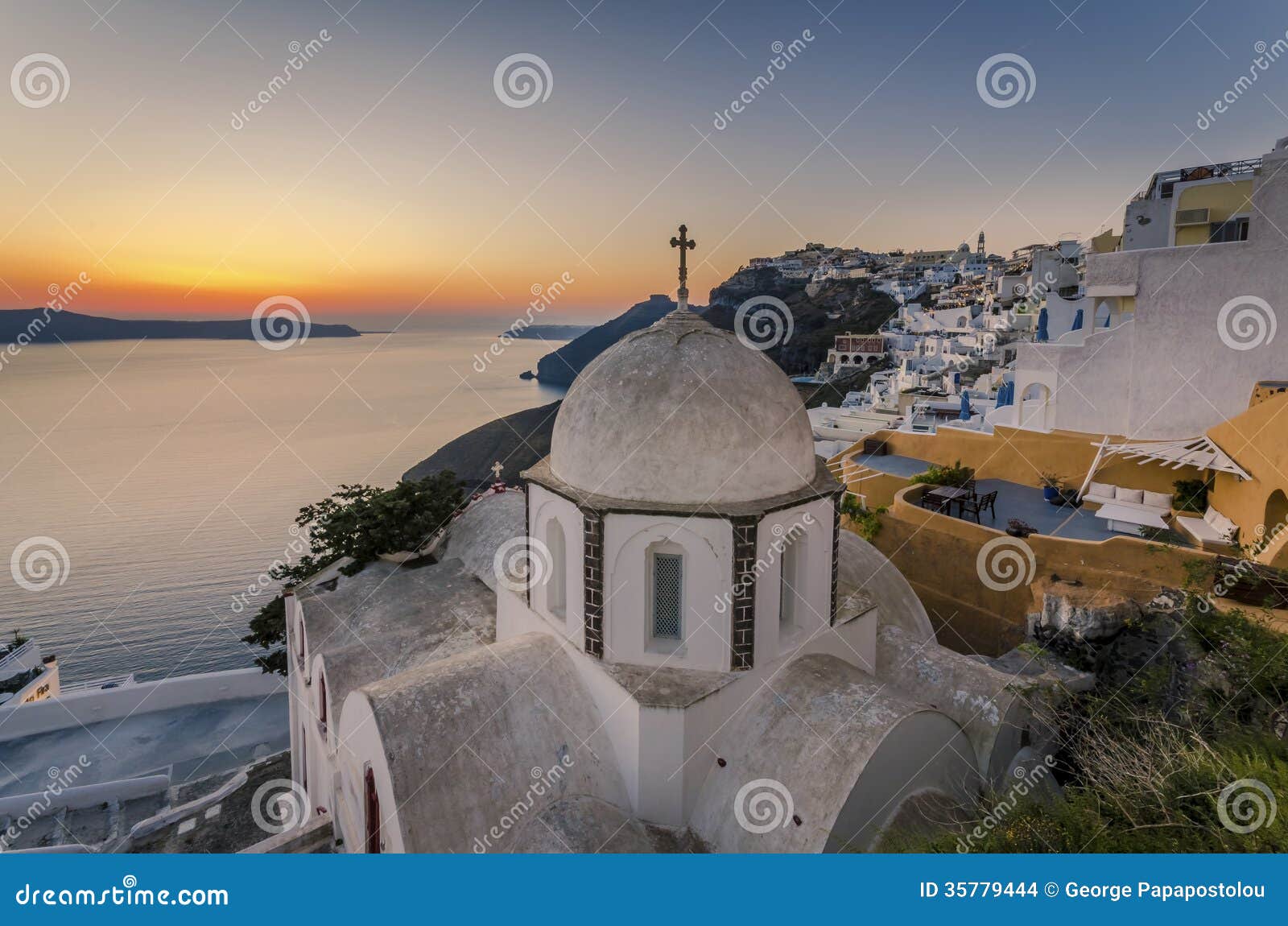 Fira sunset stock photo. Image of architecture, houses - 35779444