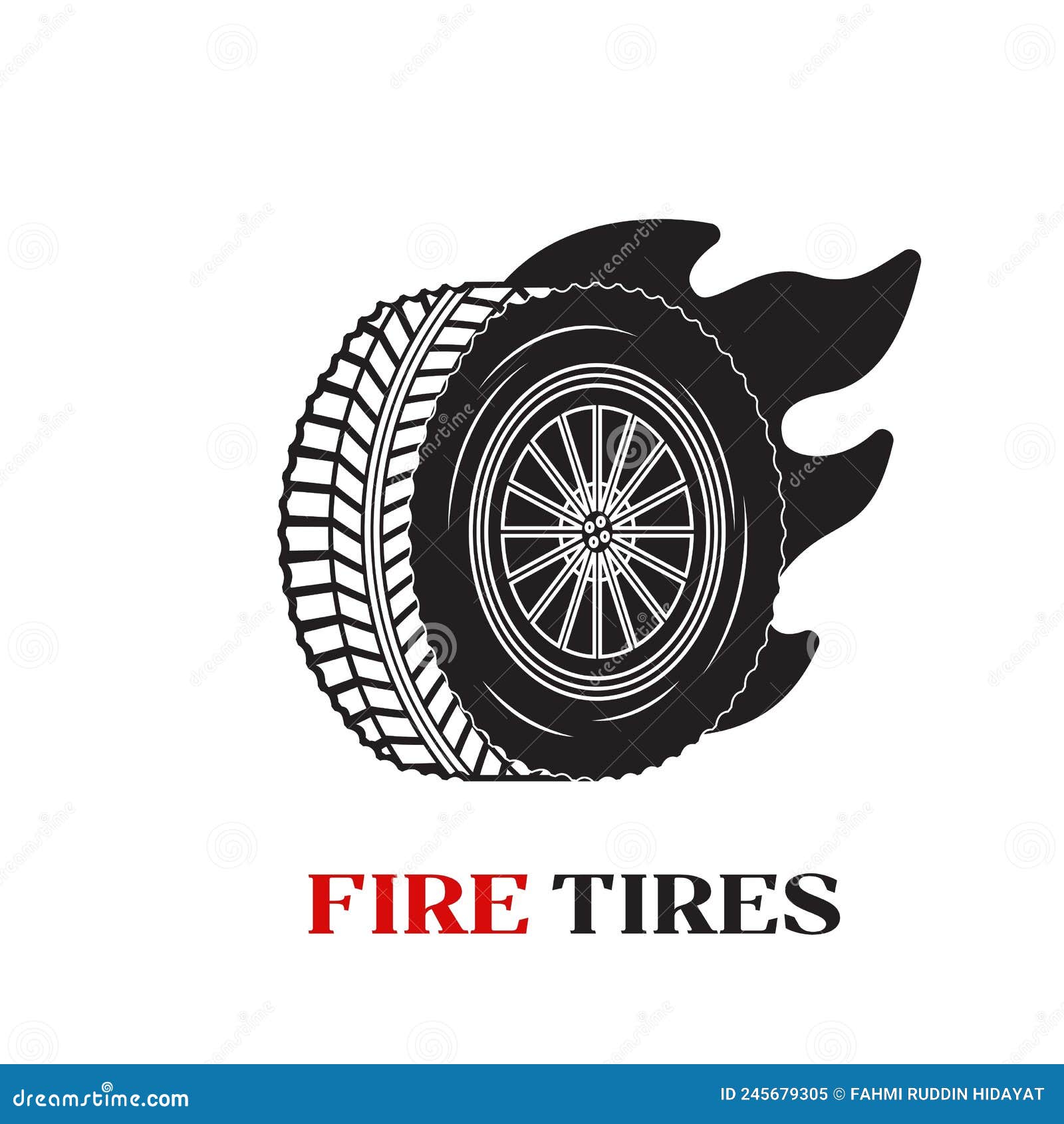 Wheel Logo with Fire. Fast Speed with Fiery Trail Stock Vector ...