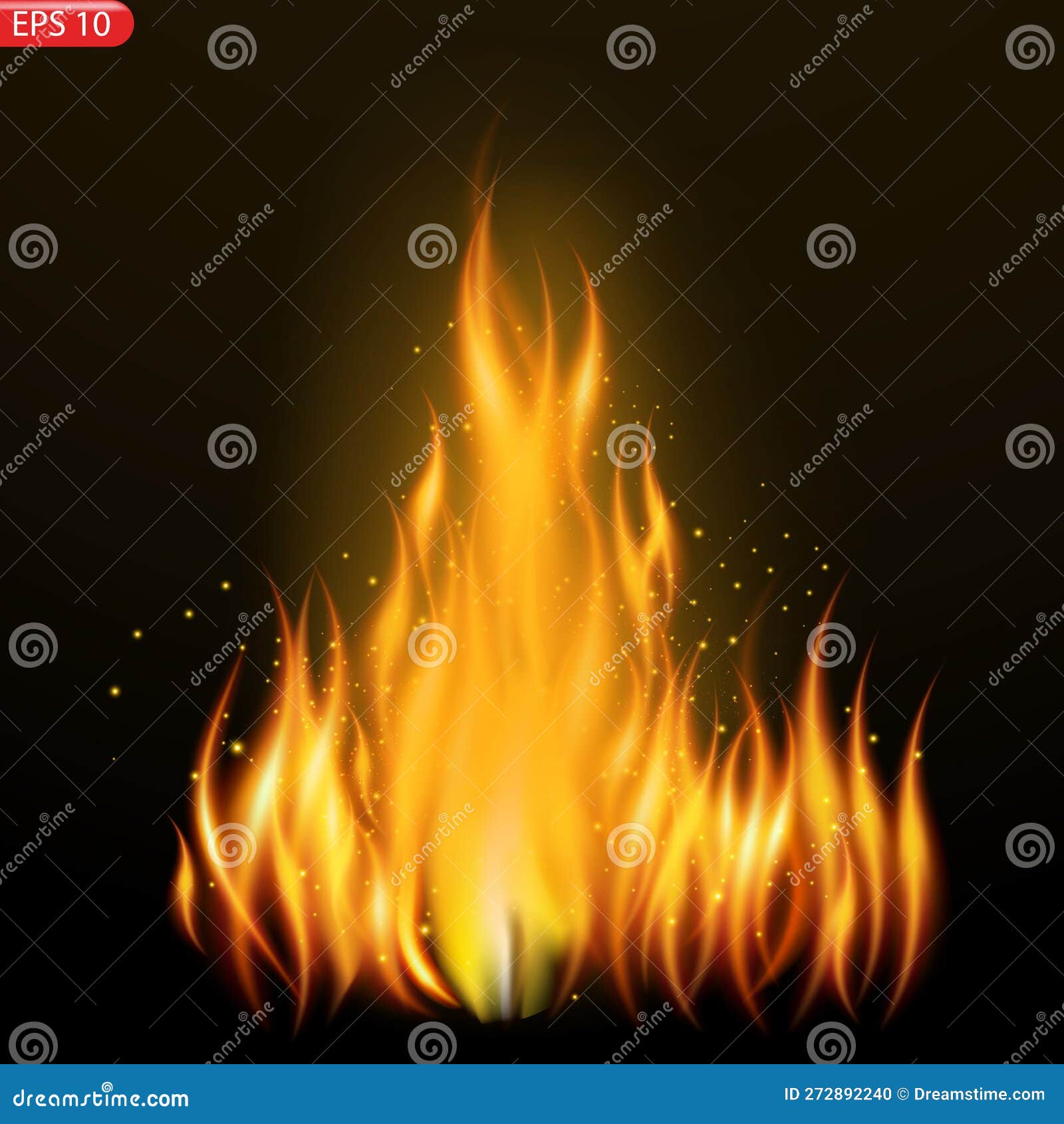 Translucent Fire Flames And Sparks On Transparent Background. For Used ...