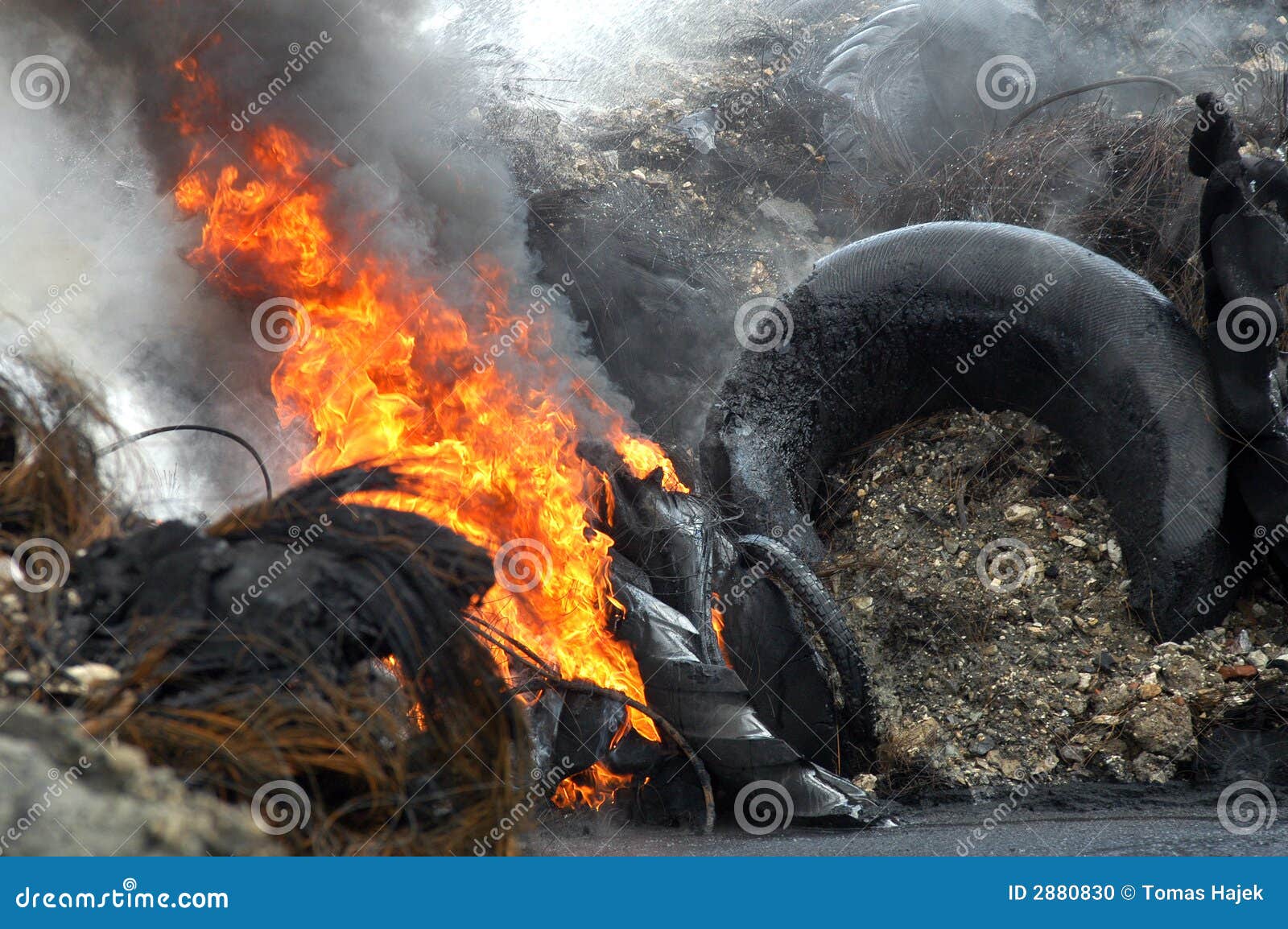 Fire stock photo. Image of tire, conflagration, smog, stink - 2880830