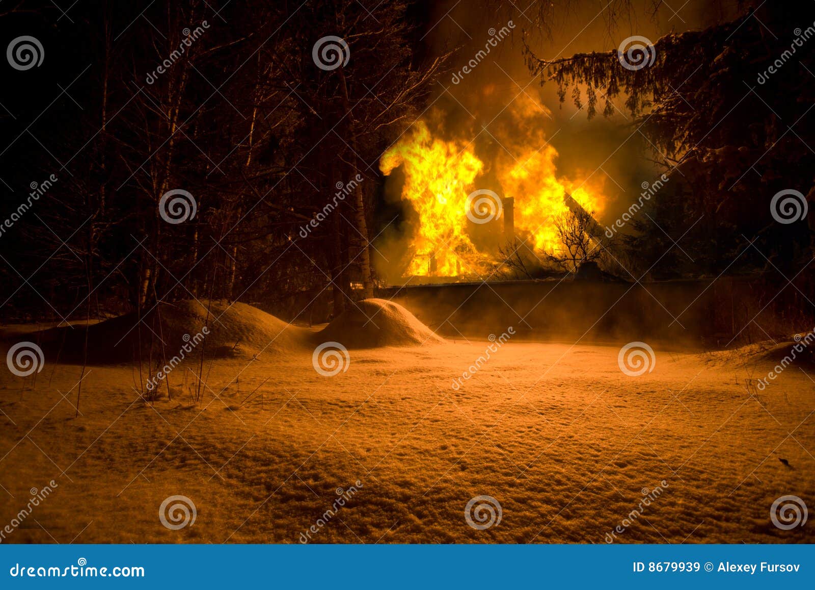 Fire stock image. Image of trees, cottage, conflagration - 8679939