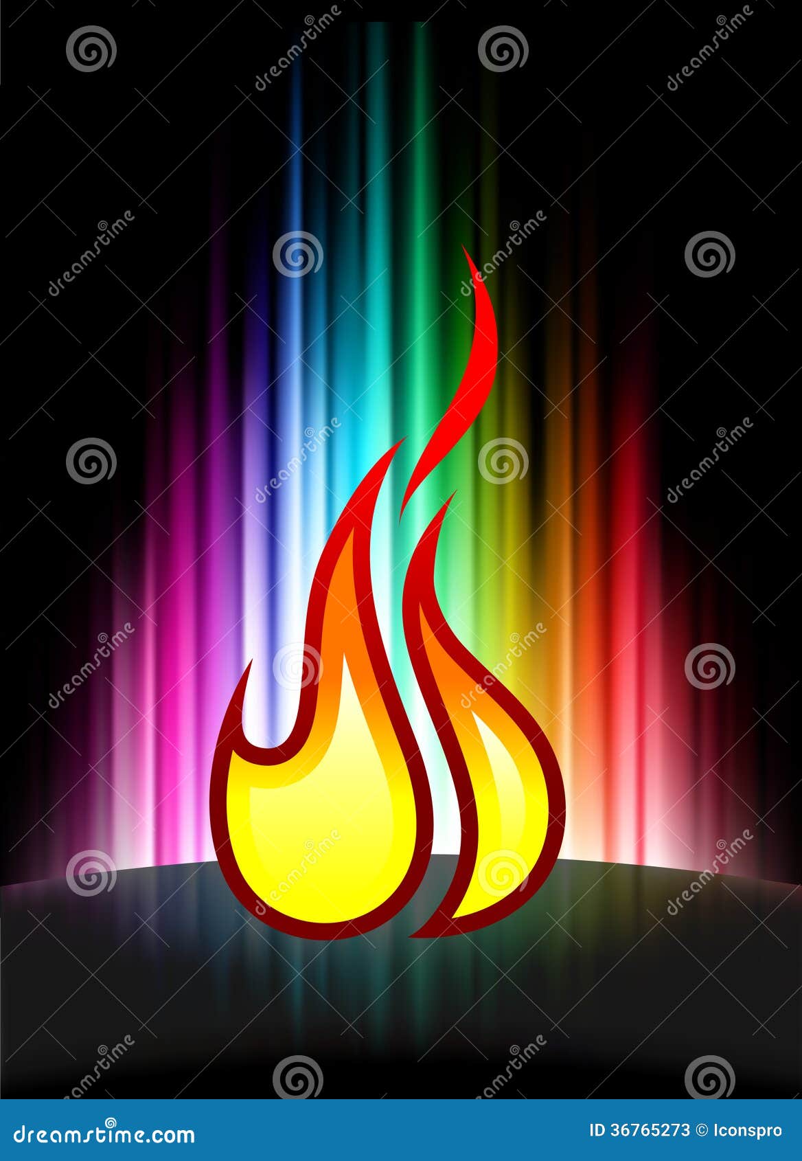 Fire on Abstract Spectrum Background Stock Illustration - Illustration ...