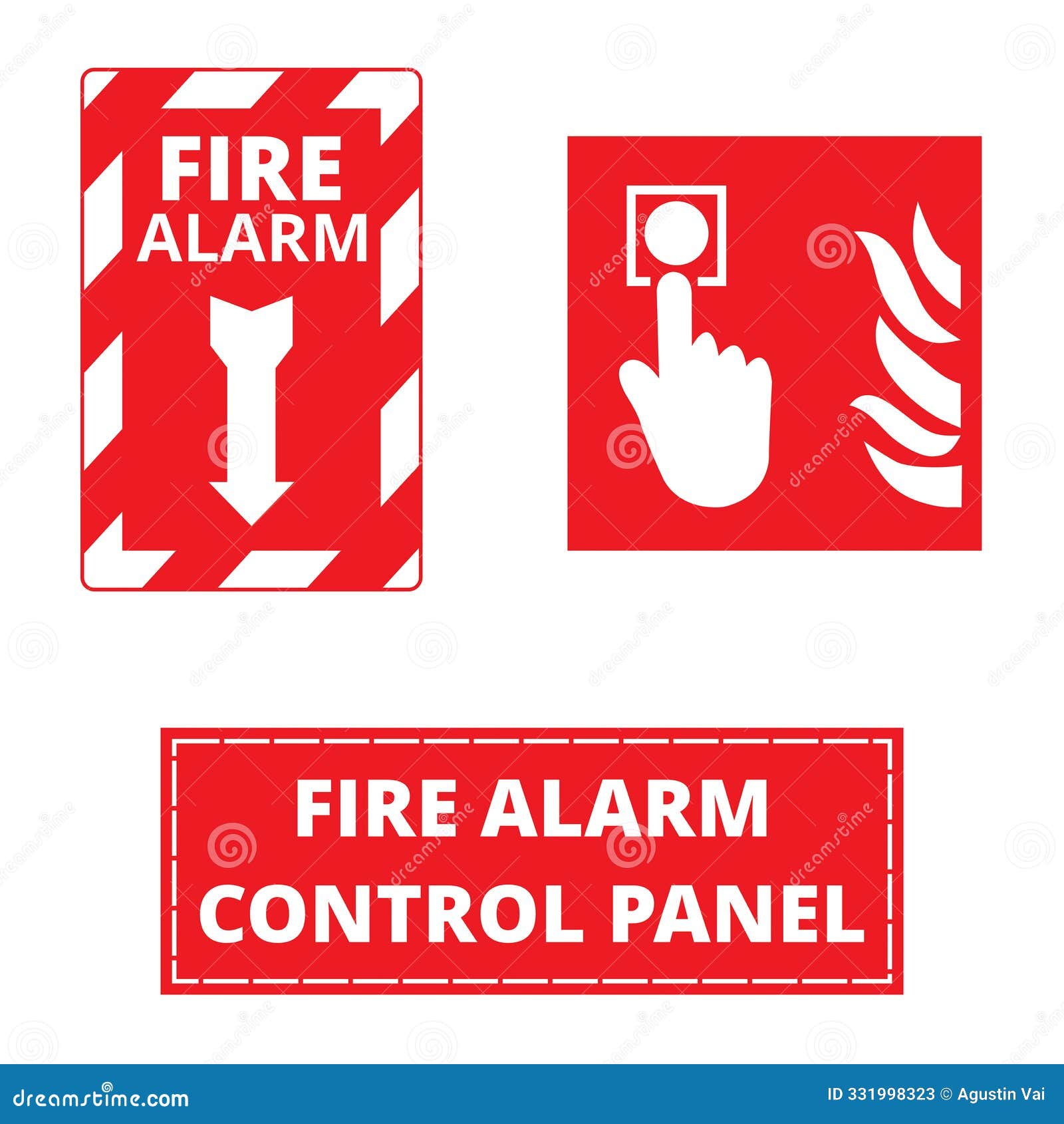 Banners With Firefighting Items. Fire Protection Equipment Vector ...