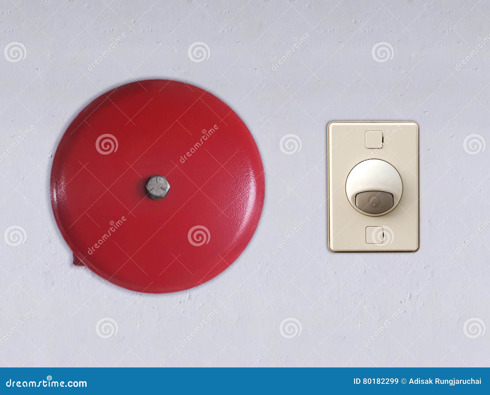 Fire Alarm Bell on White Wall Background. Stock Image - Image of crisis ...