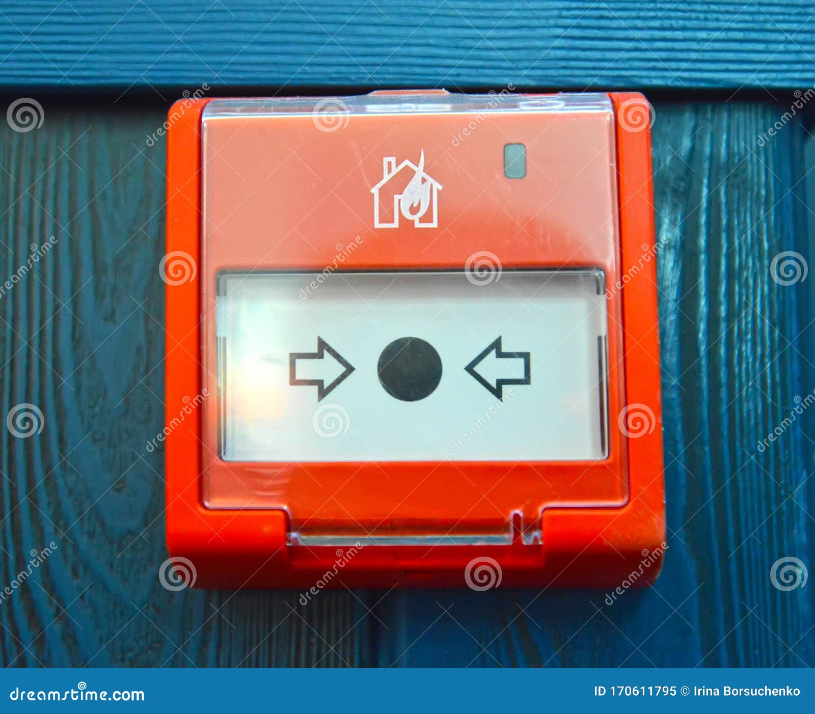 Fire Alarm Button on the Blue Wooden Wall of the Room Stock Image ...