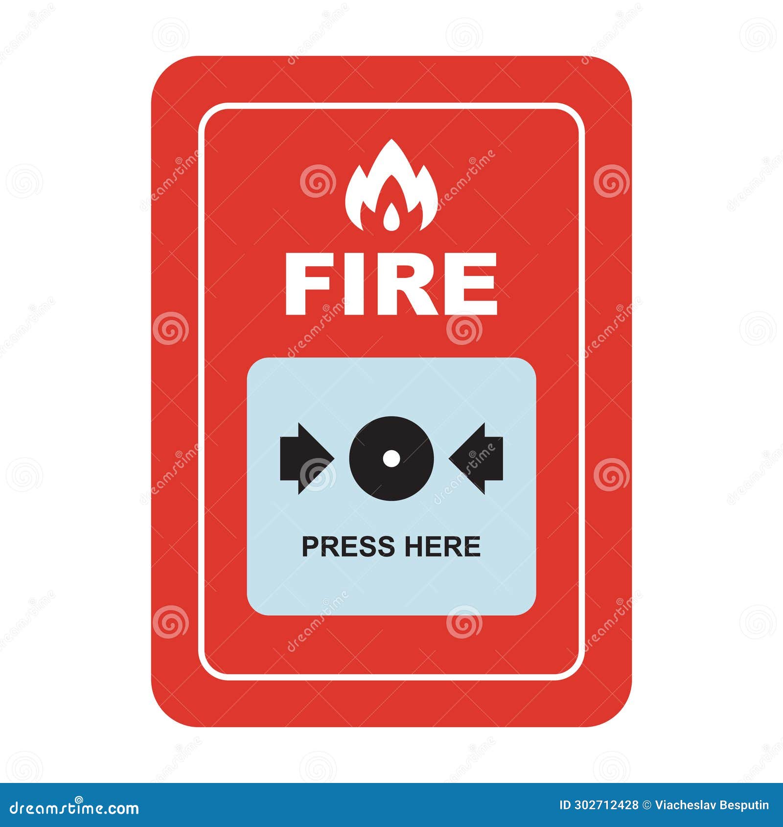 Fire alarm button. stock vector. Illustration of warning - 302712428