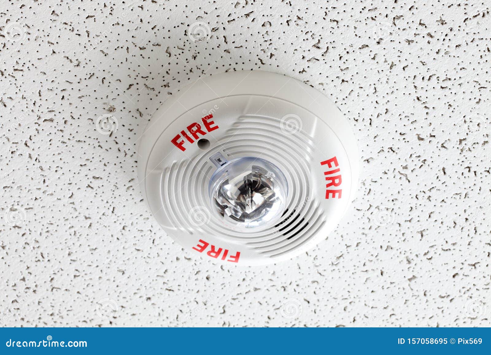 A White Ceiling Mounted Fire Alarm Stock Image - Image of modern ...