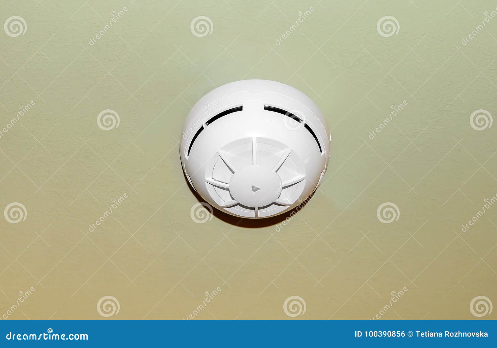 Fire alarm on the ceiling. stock photo. Image of home - 100390856