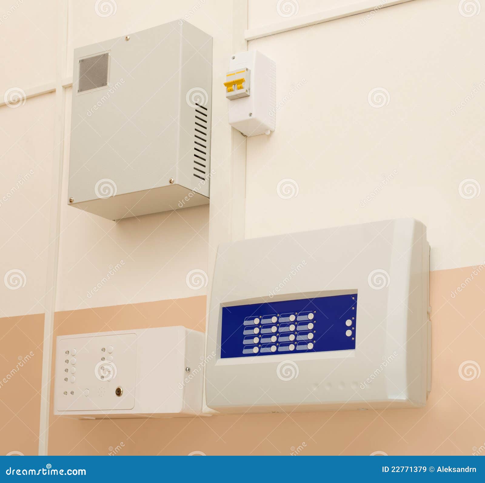 Fire alarm control panel stock image. Image of center - 22771379