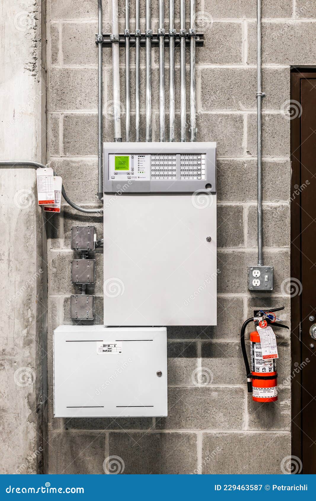 Fire Alarm Control Panel, Cabinet, Fire Extinguisher and Service Tags ...